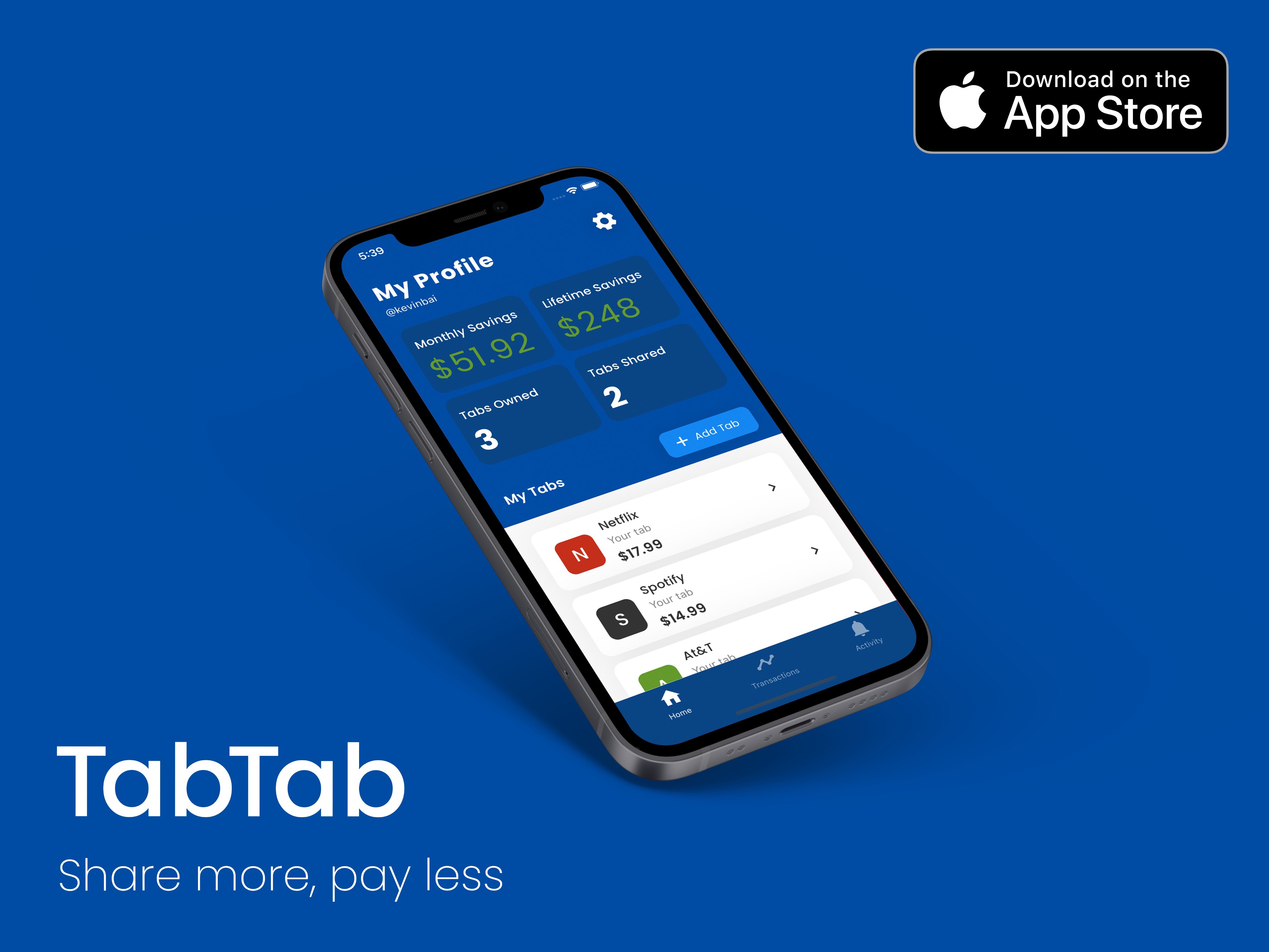TabTab, a new app, makes it easy for roomies to share subscription fees
