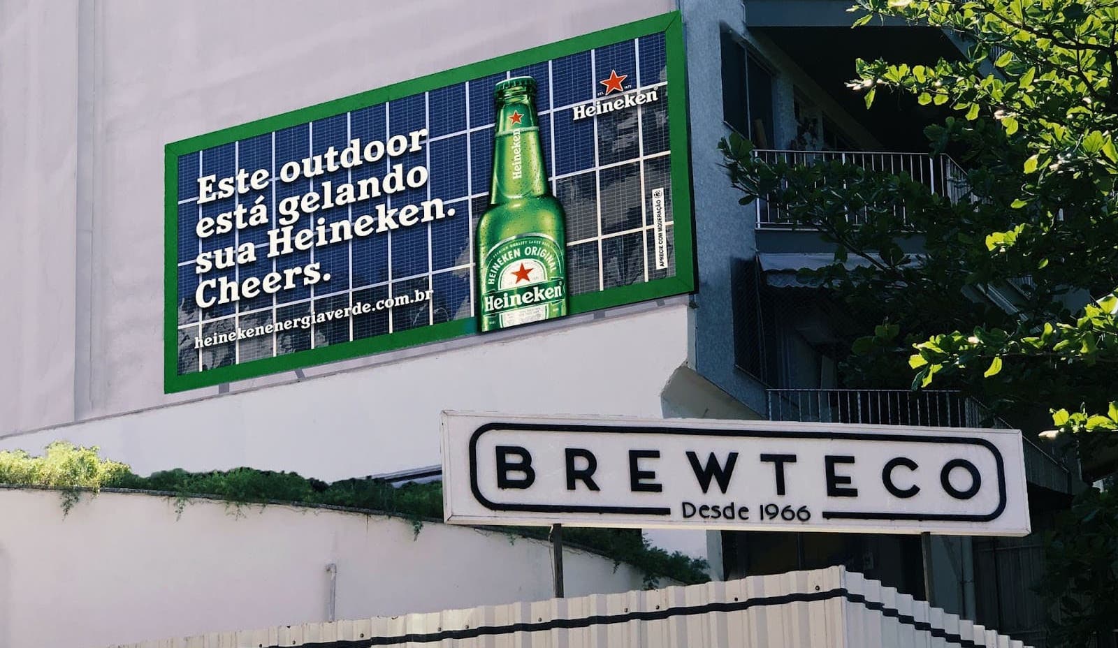 In Rio, Heineken's solar panel billboard cools beer in the bar below